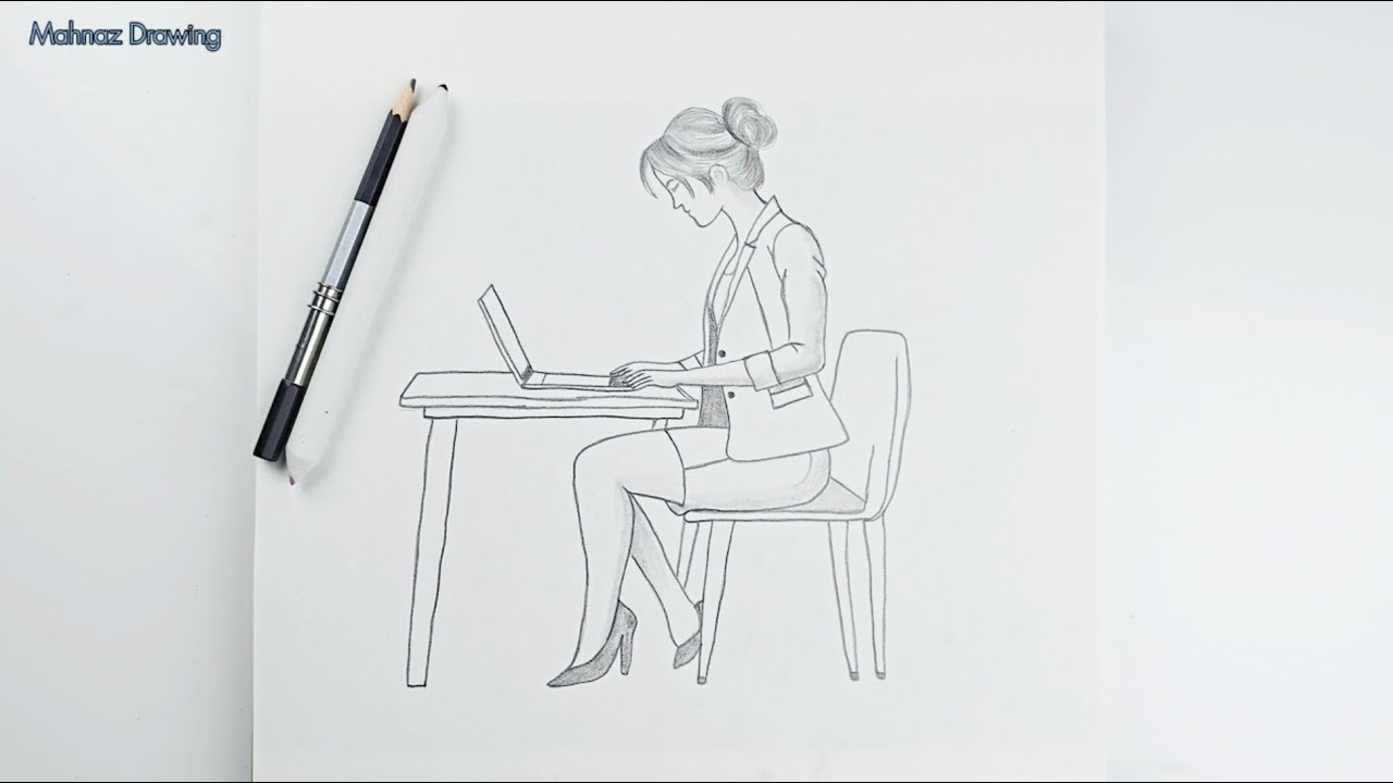 How to draw a girl using a computer? Pencil sketch tutorial for ...