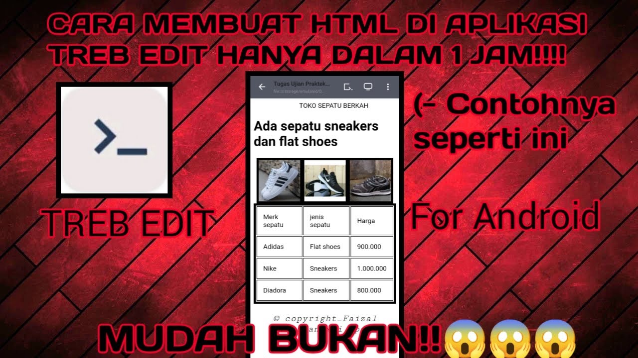 Cara Membuat HTML hanya dalam waktu 1 jam di aplikasi treb edit ...