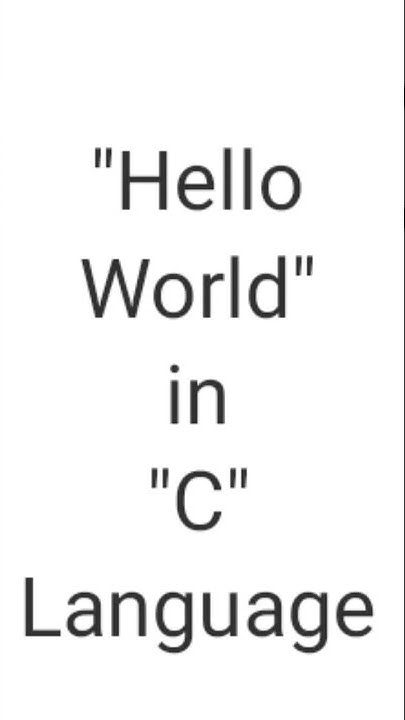 Hello World Program in c || C language|| Programming - YouTube