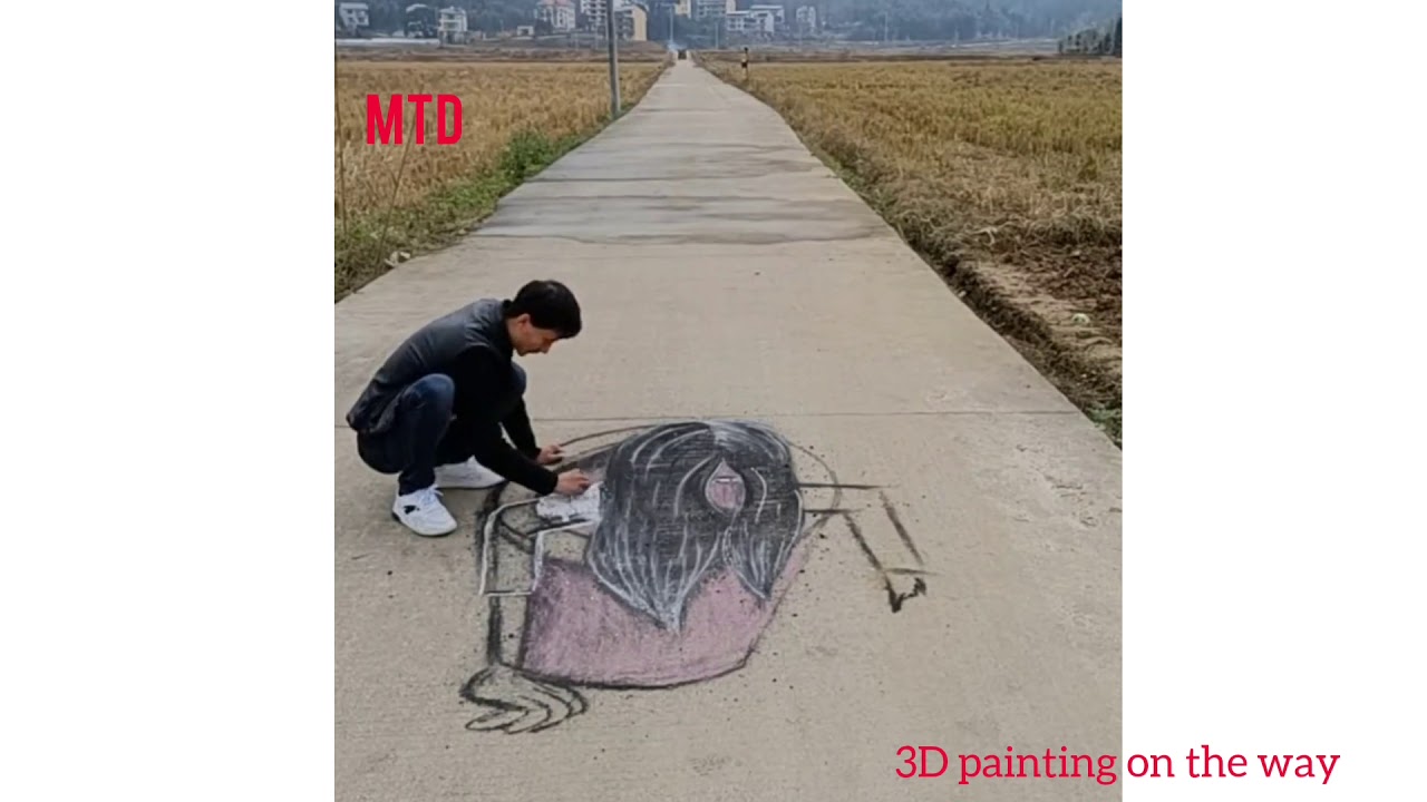 3D drawing ghost on the road it was scary- Top Ghost 3D Painting - YouTube