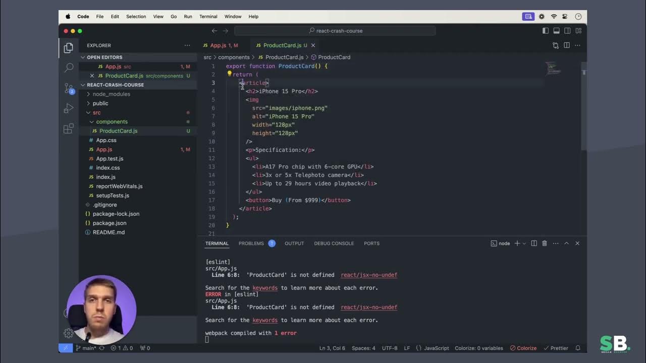 Importing and Exporting Components | React Crash Course: From Zero to Zero - YouTube