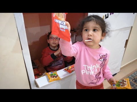 Ece and Ege Pretend Play Shopping with Giant Grocery Store Super Market Toy Funny video for kids