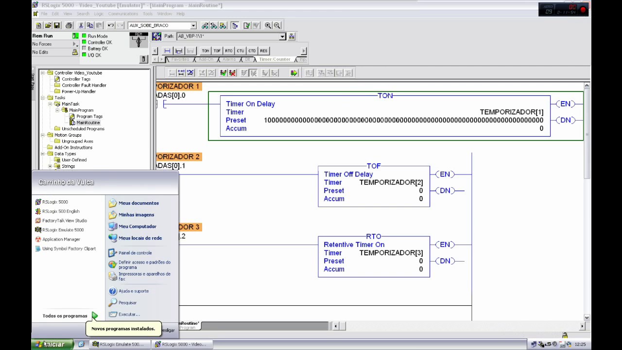 Como usar Temporizadores no Rslogix 5000 - YouTube