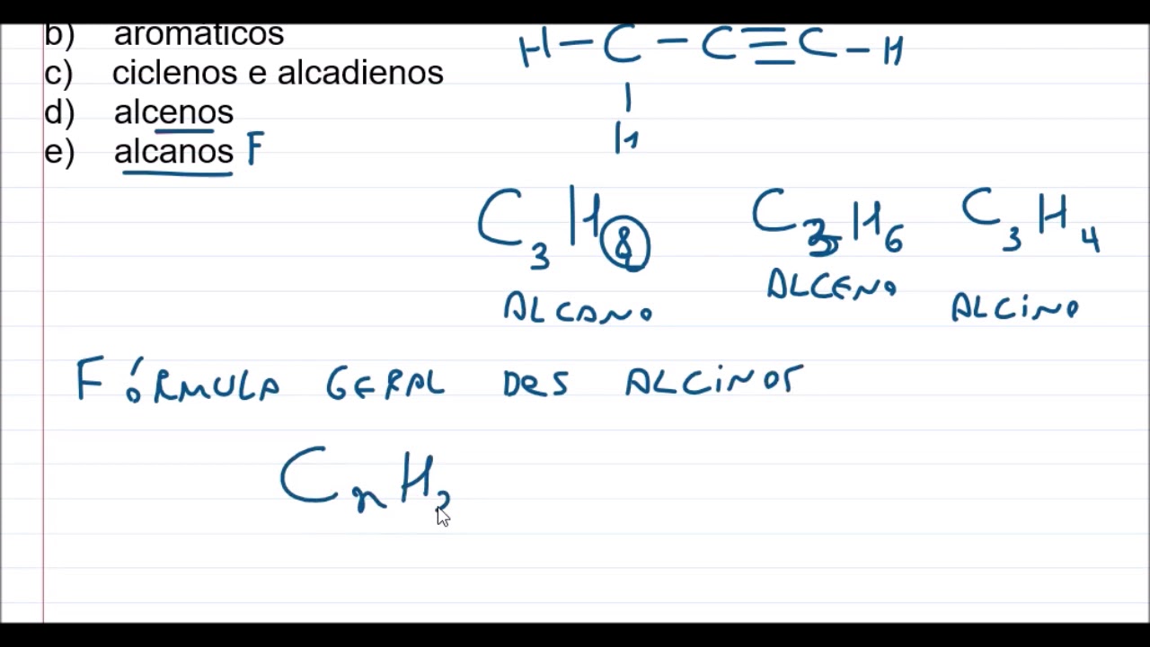 Fórmula geral dos Alcinos, Alquinos, alcadienos e ciclenos - YouTube