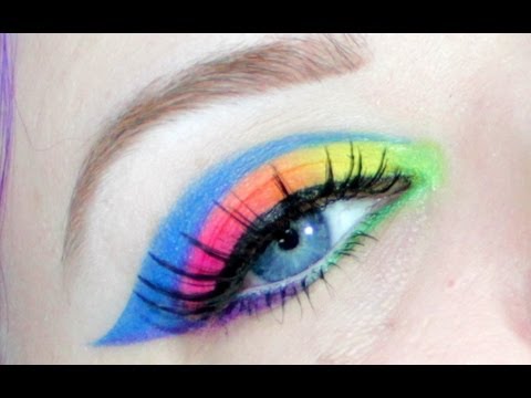 Neon Rainbow Drugstore Makeup Tutorial - YouTube
