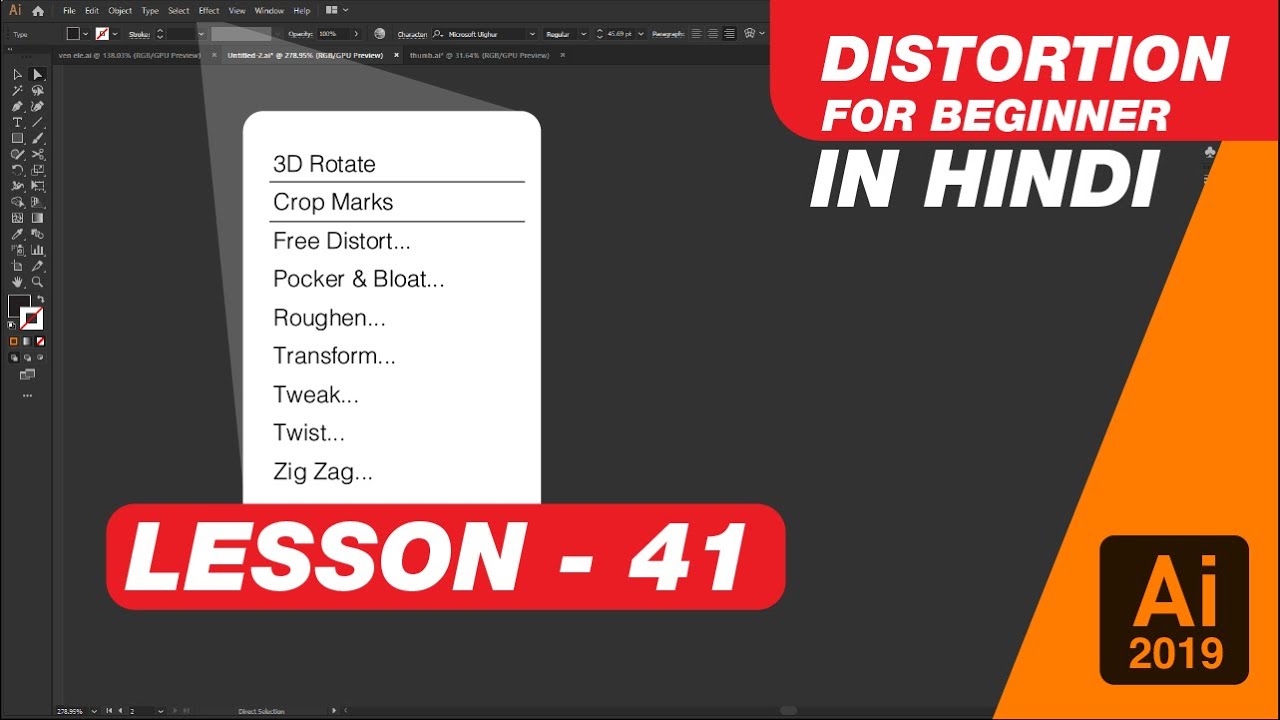 Distortion effects in Illustrator | Adobe illustrator Tutorial in Hindi ...