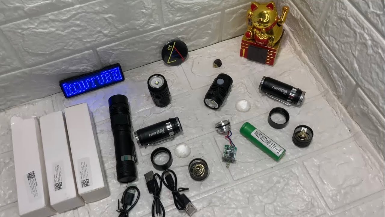 Membongkar Senter P15 USB Rechargeable T6 6200L 10W Merk Taff LED - YouTube