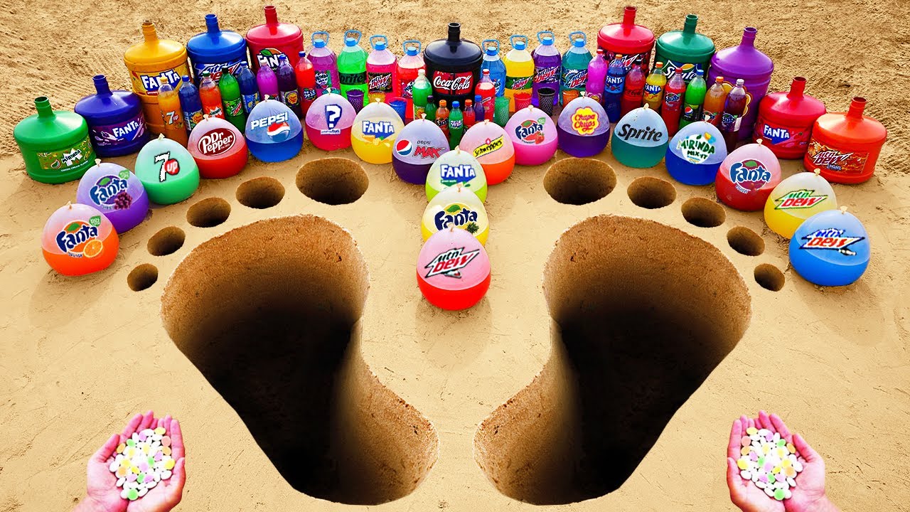 Big Toothpaste Eruption from Feet pit, Balloons of Orbeez, Giant Pepsi ...