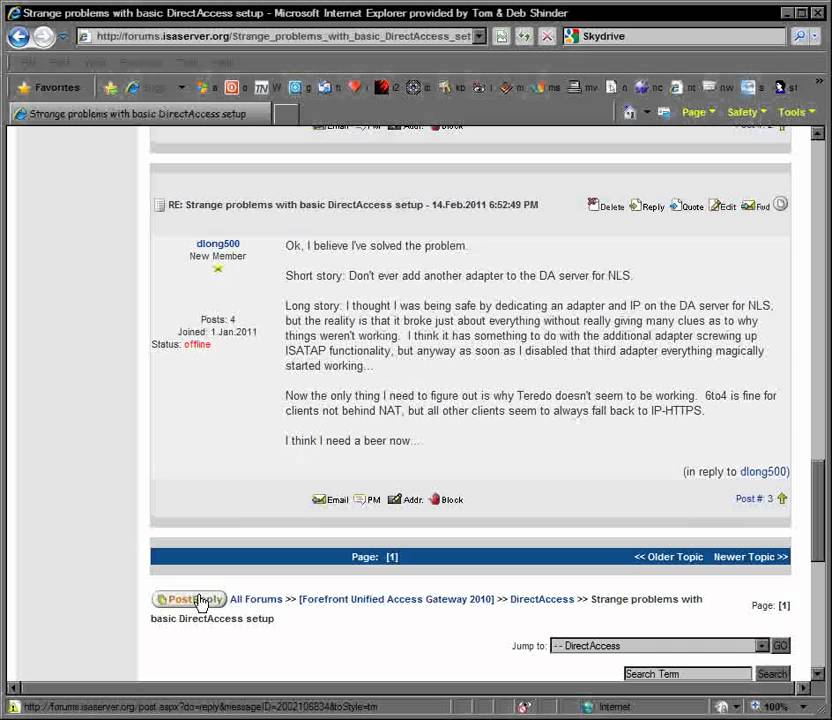 Tom Shinder Makes His 50,000th Post on ISAserver.org - YouTube