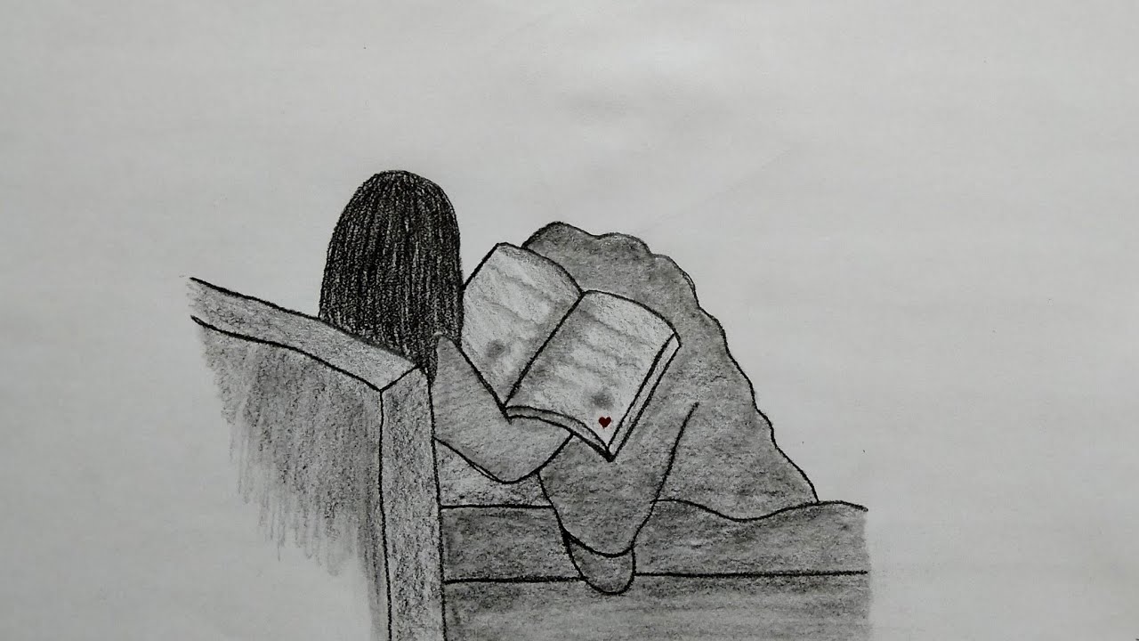 Girl Reading Book Drawing || Easy Pencil Drawing Step by Step - YouTube