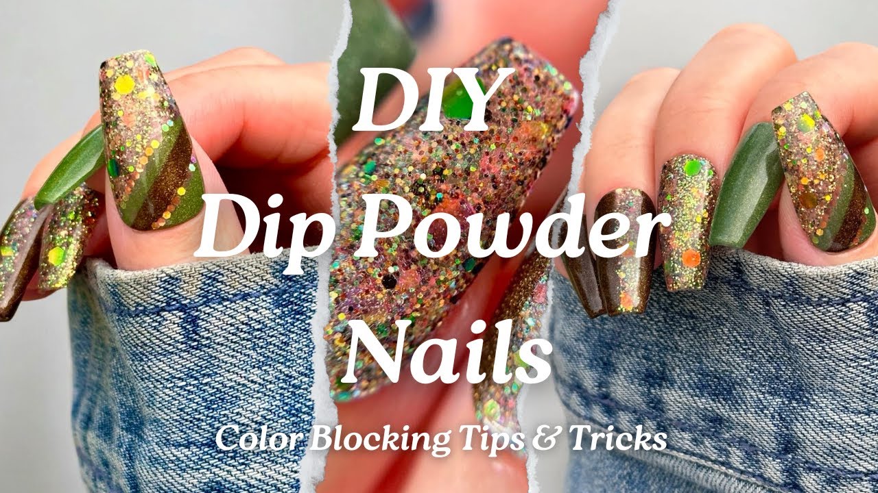 Dip Powder Nails | Color Blocking Nail Art | DIY Nails At Home | First ...