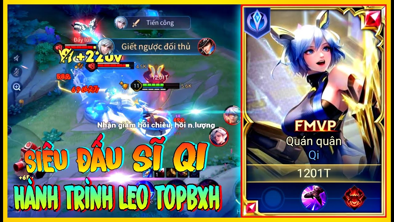 Qi cùng hành trình leo TOPBXH.Qi lane top vs Bright.liên quân - YouTube