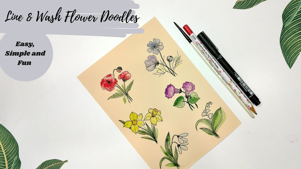 How to draw and paint flowers. Different flower drawing | doodles ...