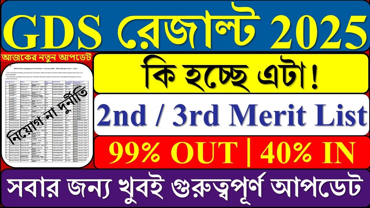 GDS নতুন লিস্ট 2025 | নিয়োগ না দুর্নীতি | GDS 3rd Merit List | GDS New ...
