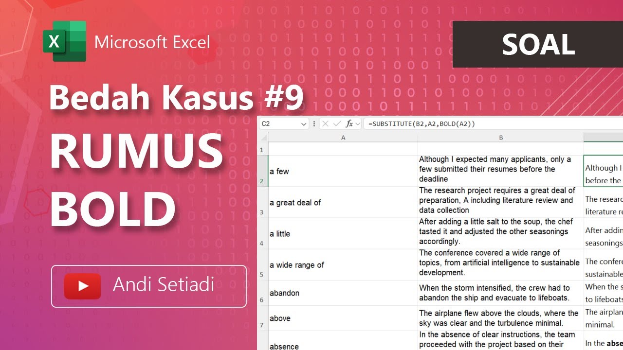 Bedah Kasus Excel - Menambahkan Bold dengan Formula atau Rumus Excel ...