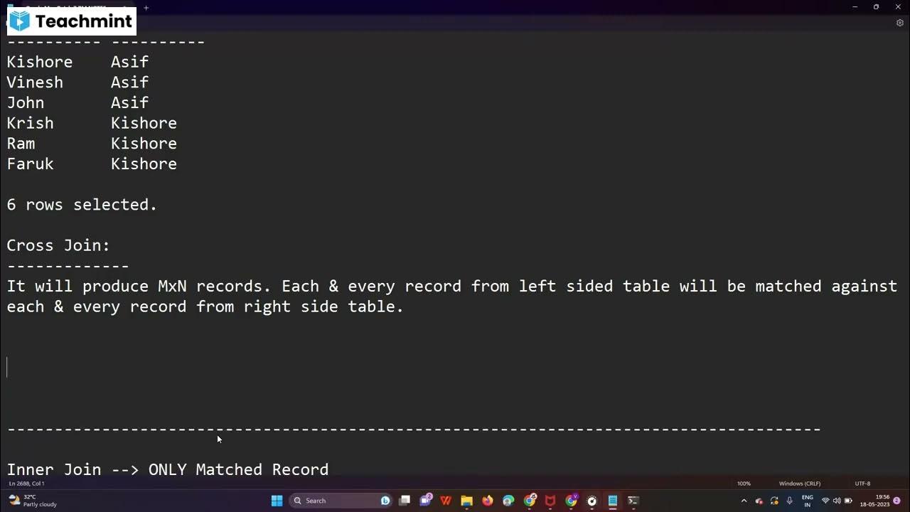 Oracle SQL TCL , Joins , GTT April Batch - 2 - YouTube
