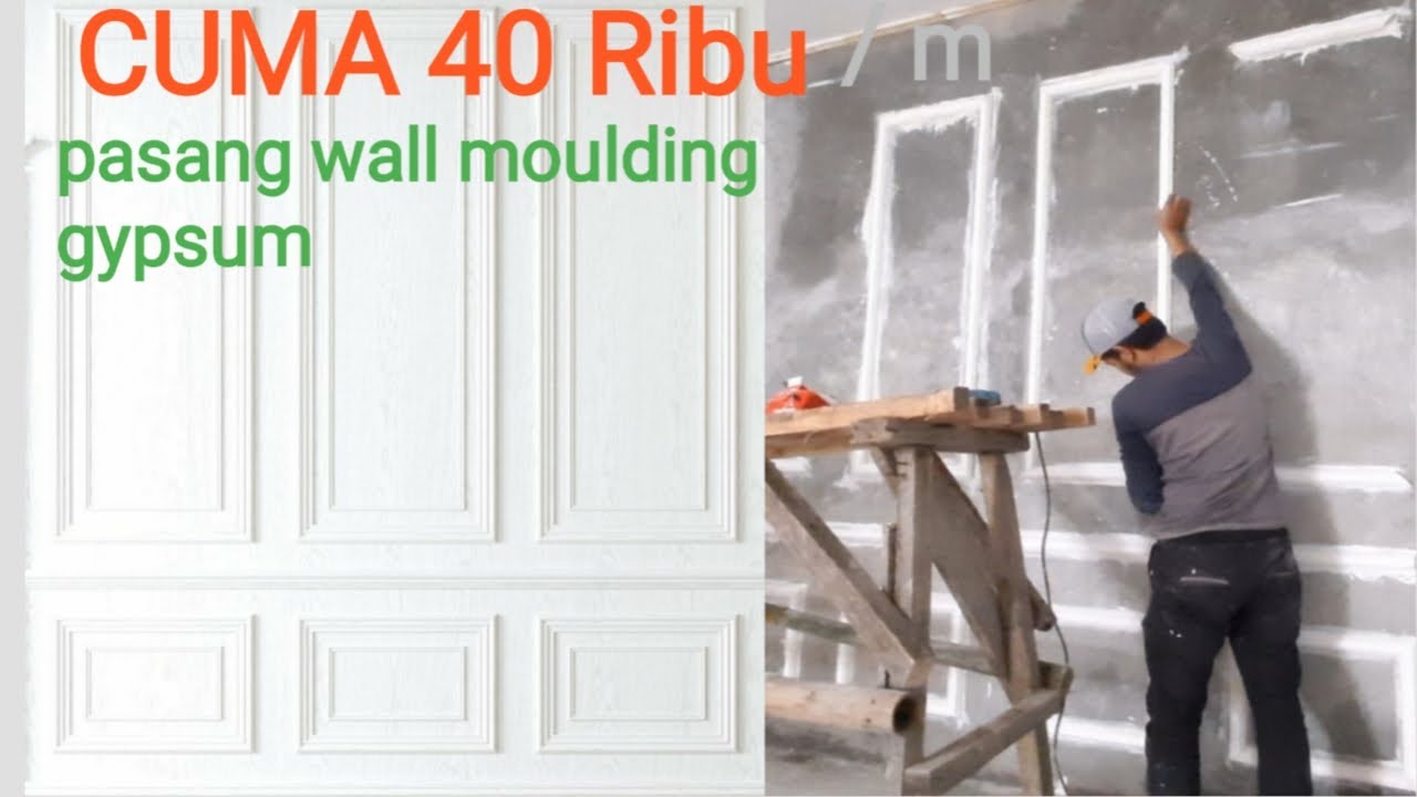 cara pasang wall moulding gyfsum - YouTube