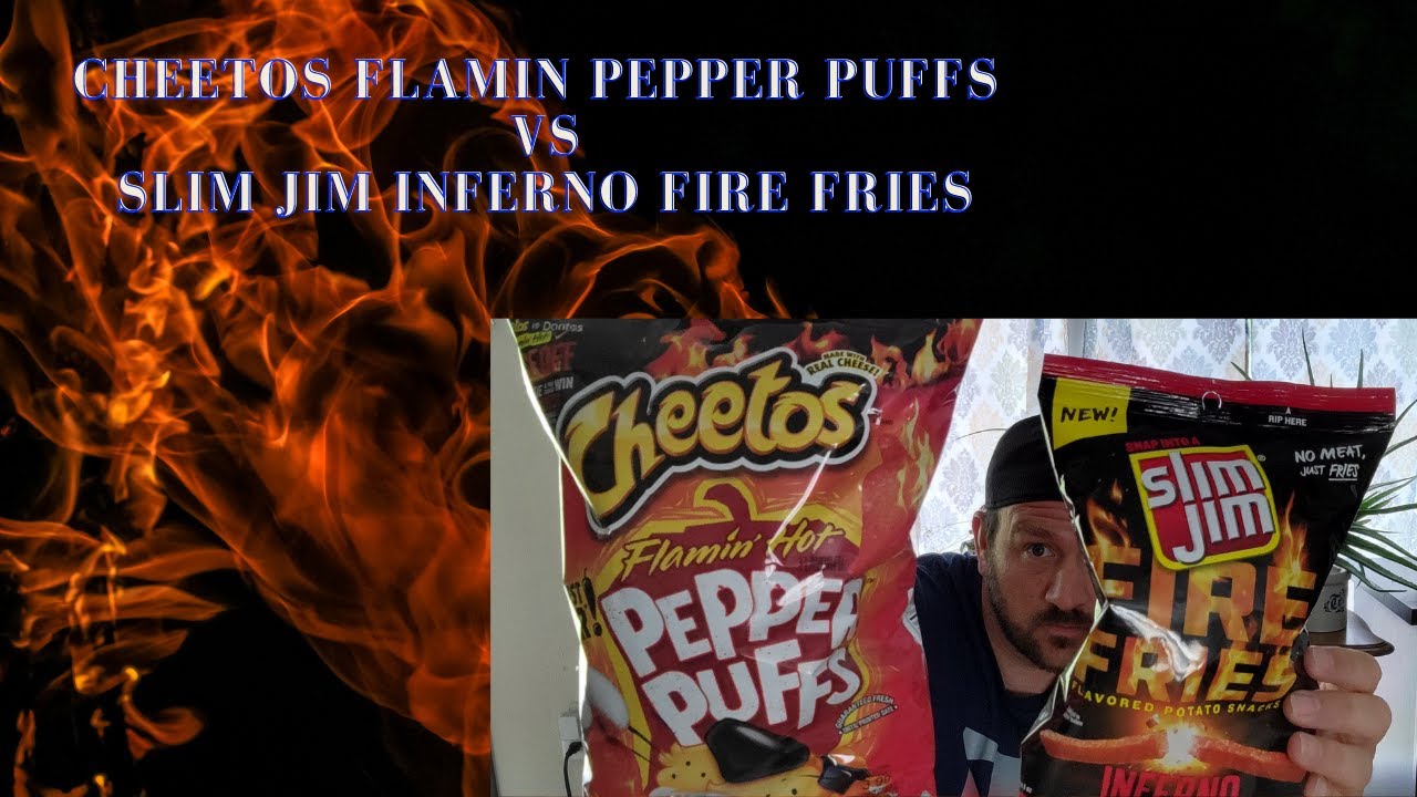 Cheetos Flamin Pepper Puffs VS Slim Jim Inferno Fire Fries Review #216 ...