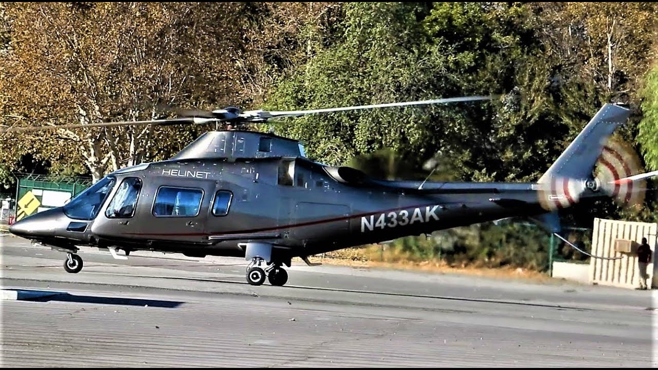Agusta A109 Start-Up, Taxi, Takeoff Executive Helicopter Van Nuys ...