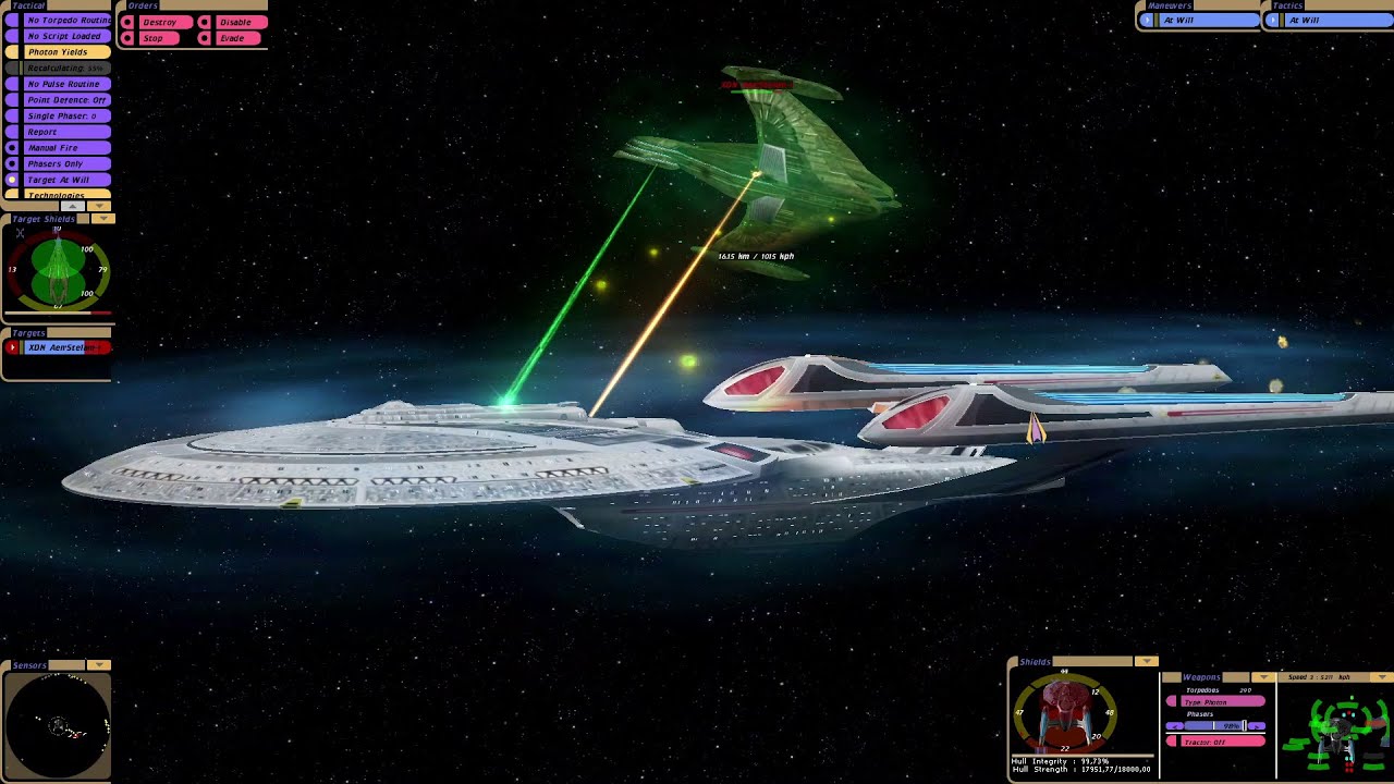 Sovereign Class vs Advanced Romulan Warbird | KM | Star Trek Bridge ...