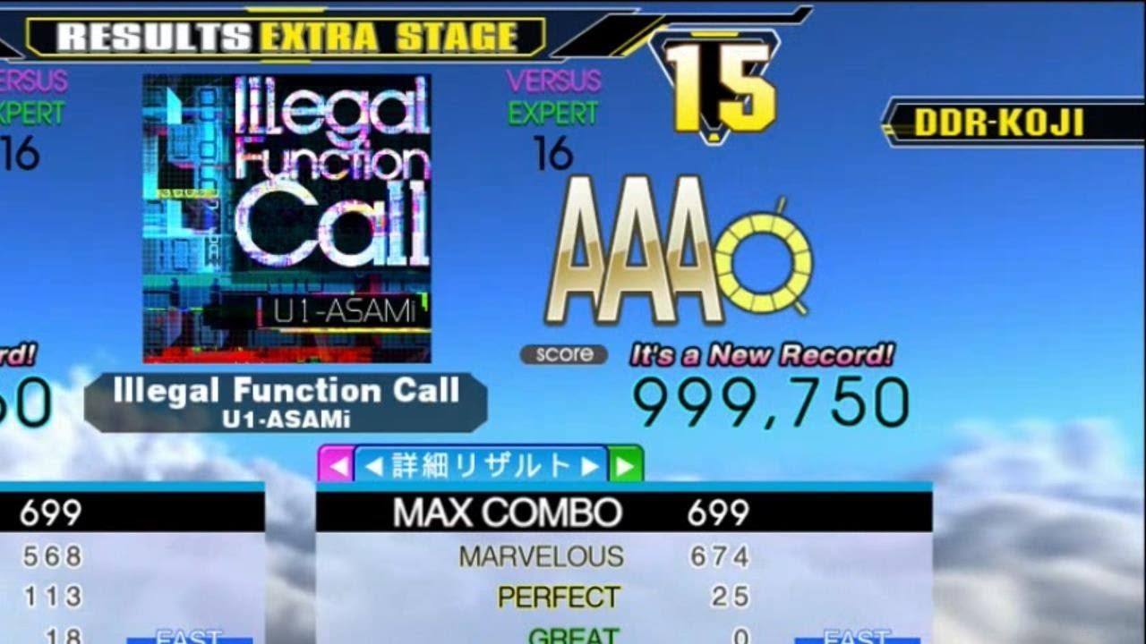 [DDR A] Illegal Function Call [Single-EXPERT] 999,750 PFC by DDR-KOJI - YouTube