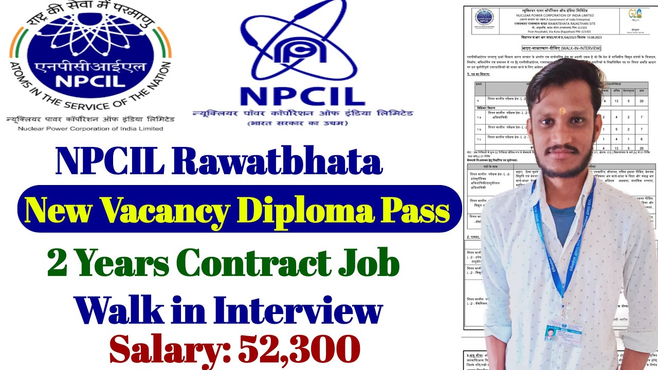 NPCIL Rawatbhata Recruitment 2023 | 2 Years Contract Basis | NPCIL New ...