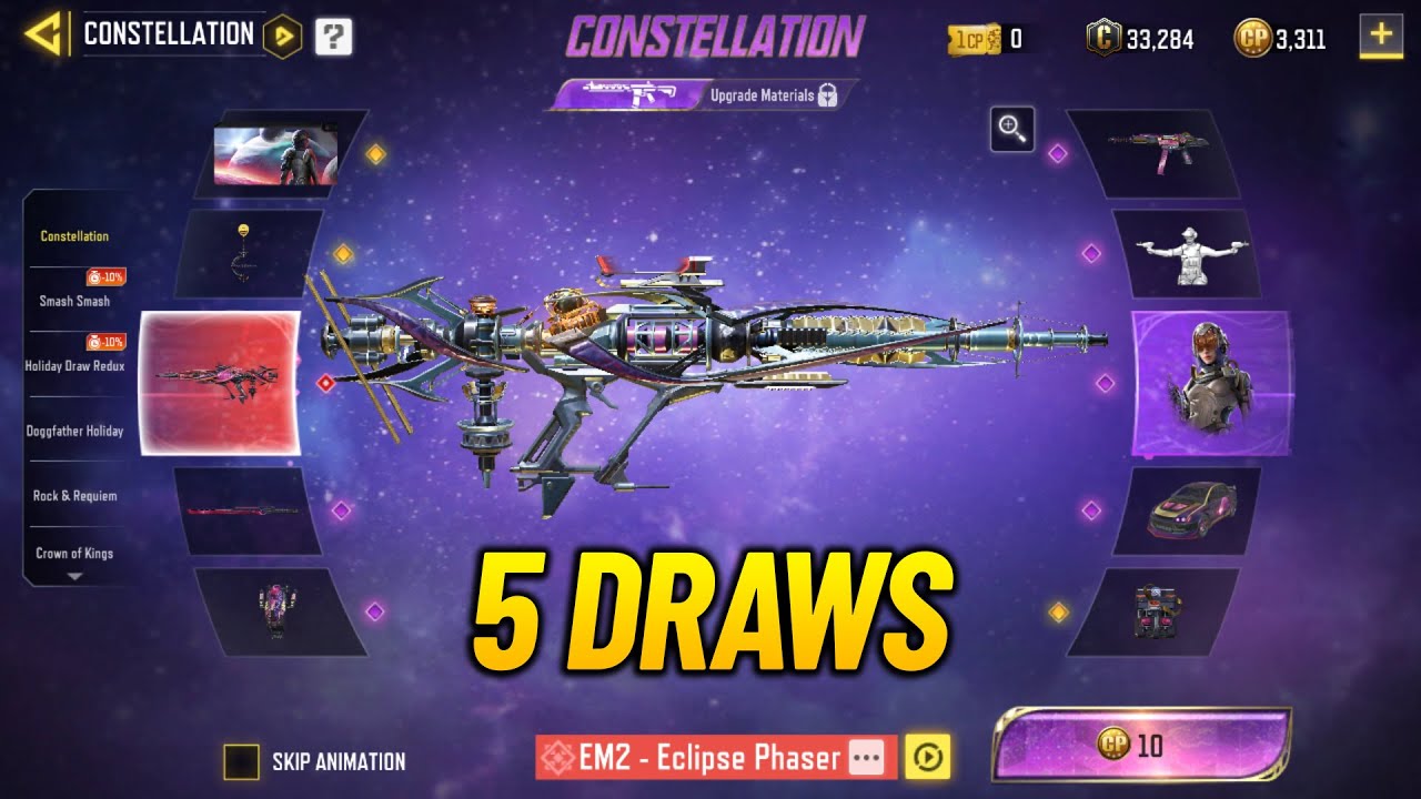 Trying 5 Spins on Mythic EM2 Draw CODM - Constellation - YouTube