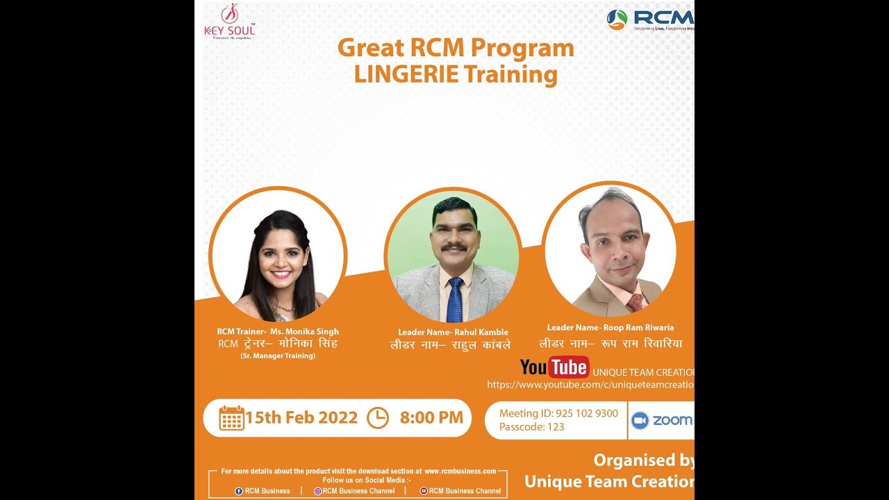 KEY SOUL (LINGERIE) TRAINING | GREAT RCM PROGRAM DAILY 8 PM. | UNIQUE ...