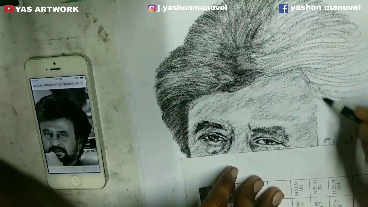 DARBAR RAJINI DRAWING TIMELAP | YASHONMANUVEL | YM - YouTube