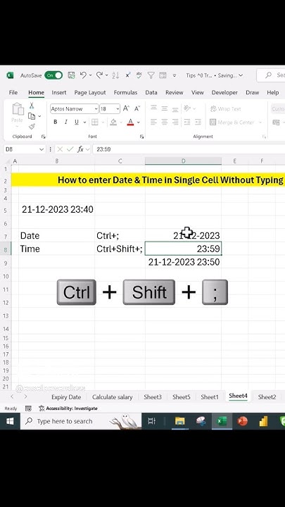 Excel Hack: Instantly Insert Date & Time with These Keyboard Shortcuts! - YouTube