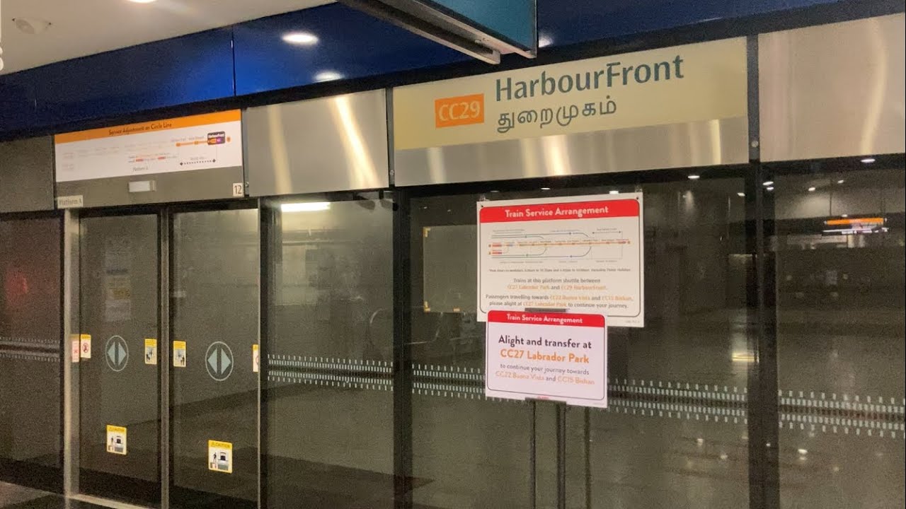 Circle Line Single Platform Closure [C830] HarbourFront to Labrador ...