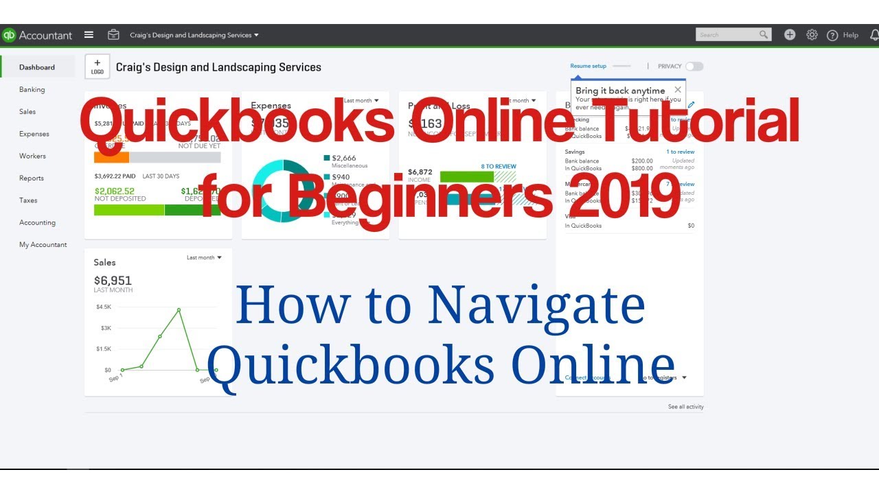 Quickbooks Online Tutorial for Beginners 2019 - How to Navigate ...