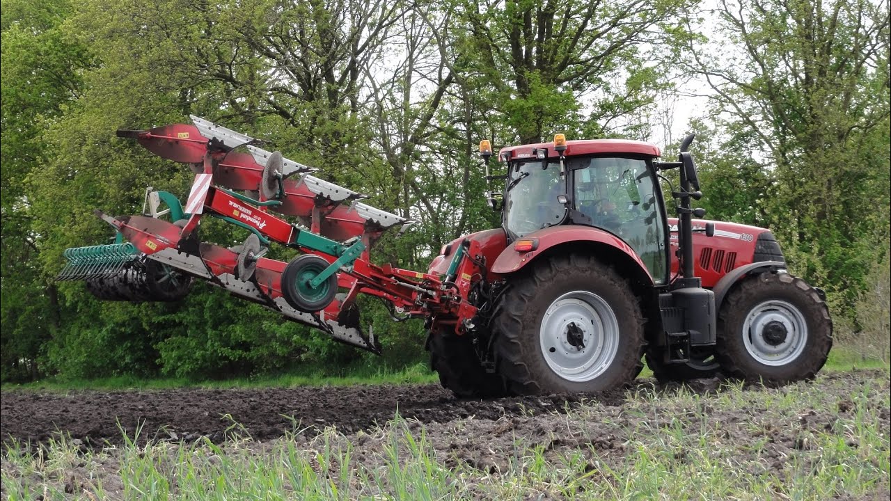 Ploegen met gloednieuwe Case IH Puma 130 en 4-schaar Kverneland ploeg ...