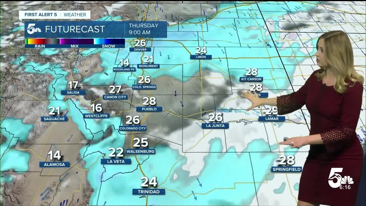 A blustery cold front brings snow and cold temperatures on Thursday ...
