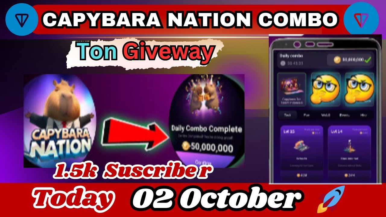 Capybara Nation Combo Card Today | 02 OCTOBER | Capybara Nation Daily ...
