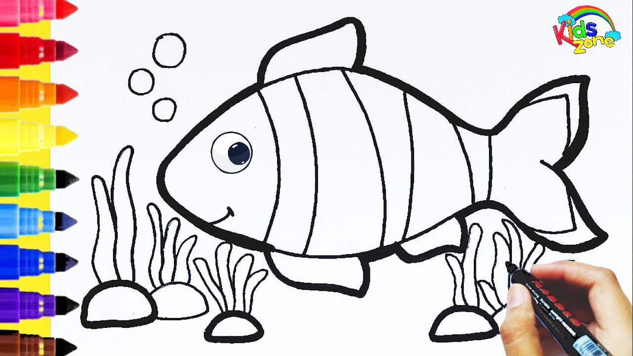 How to Draw Underwater Fish Drawing Coloring Painting for Kids ...