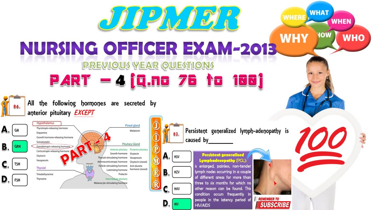 JIPMER Nursing officer solved question paper Part 4 | Nursing officer ...