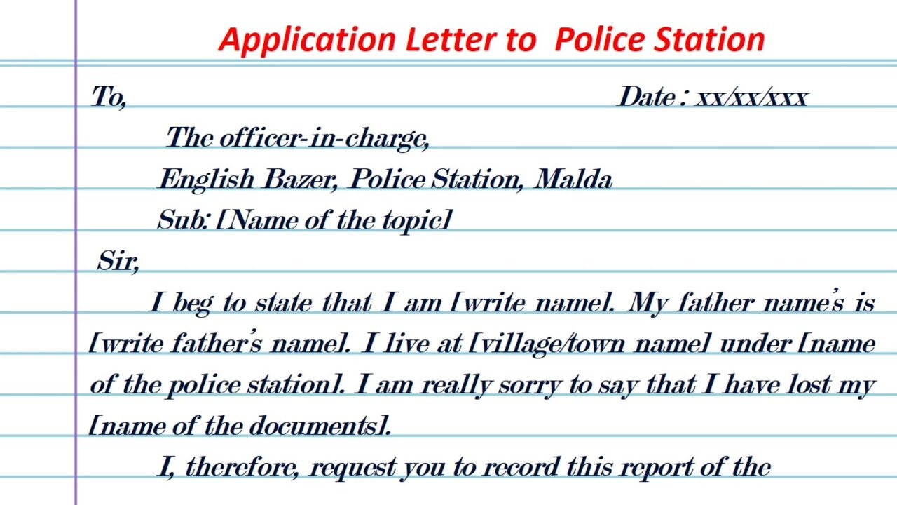 Application letter to police station - YouTube