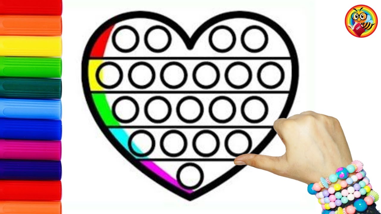 How to draw Pop it Heart | Heart Popit Drawing for Kids and Toddlers ...