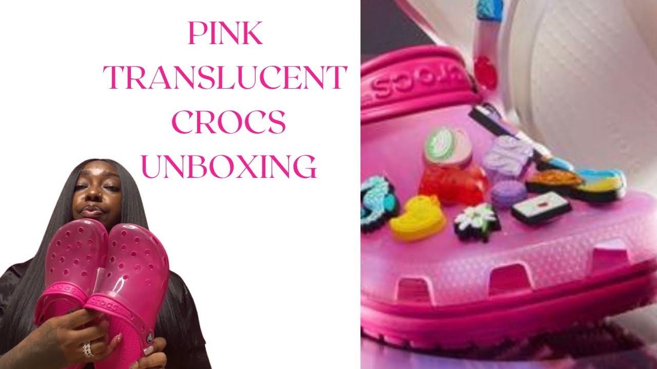 CROCS TRANSLUCENT CLASSIC CLOG UNBOXING REVIEW + TRY ON | ALL PINK ...