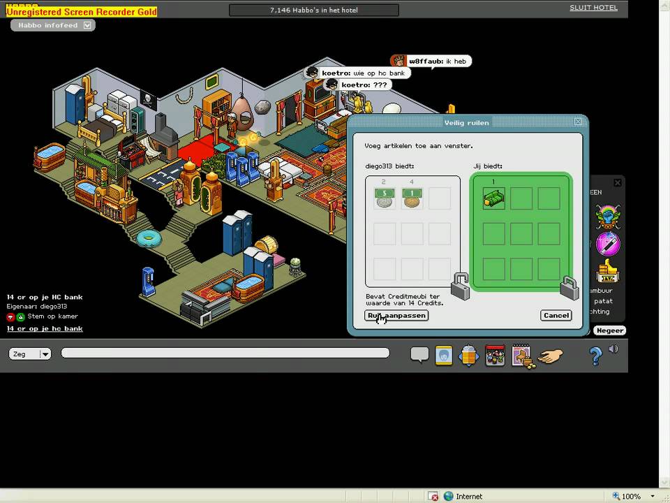 [Habbo] Ruilscam - HC Bank tegen zijn 14 credits [Habbo] - YouTube
