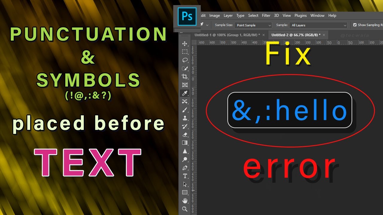 Punctuation & Symbols placed before Text | Fix Photoshop Error ...