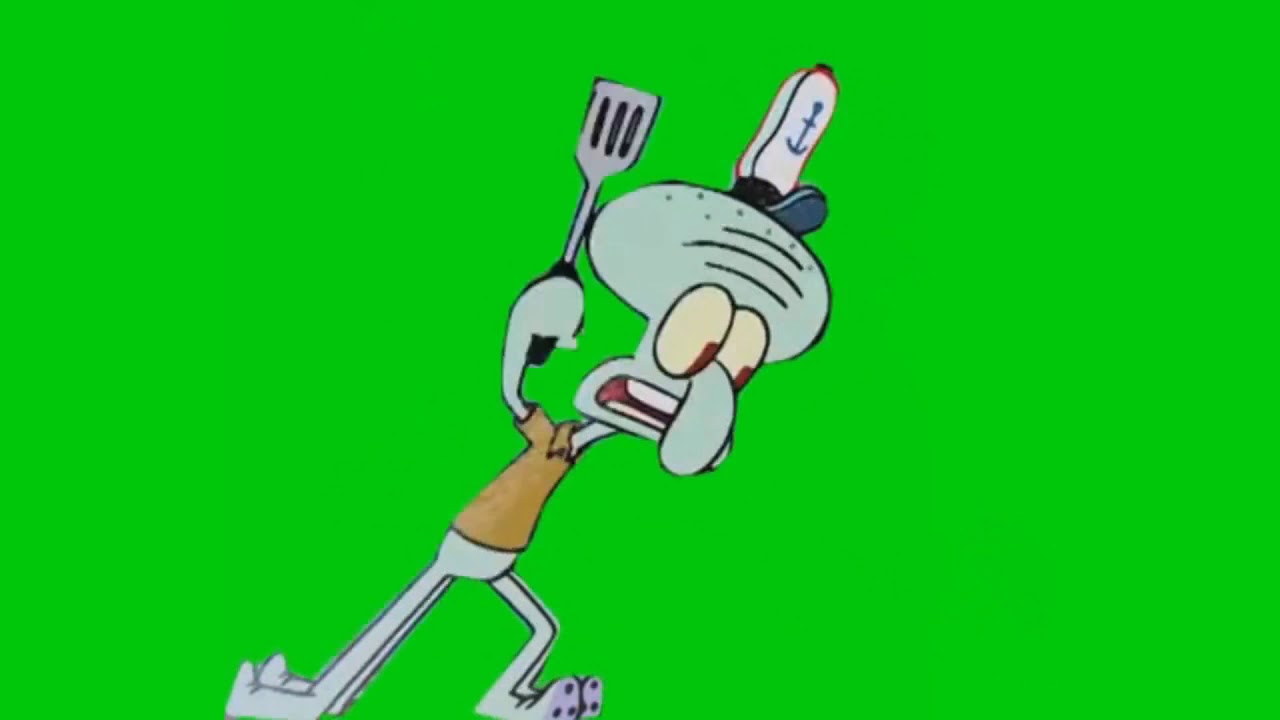 SpongeBob Green Screen: Squidward Slapping with Spatula - YouTube