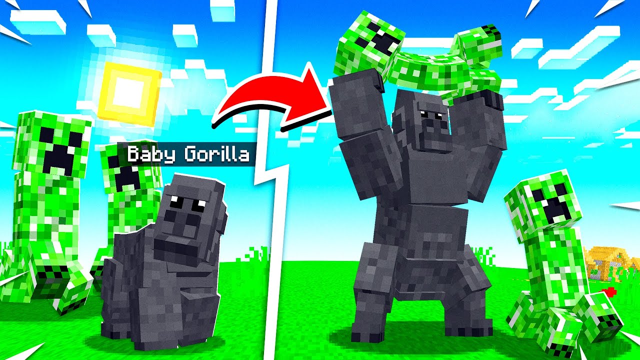 Taming a BABY GORILLA in MINECRAFT! - YouTube