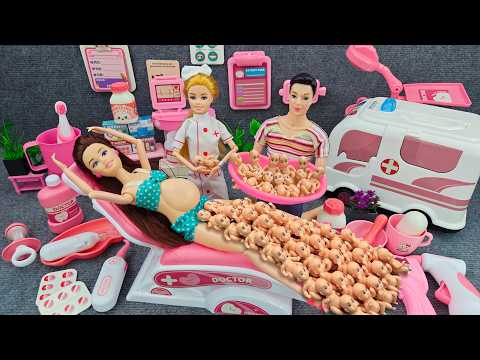 7 Minutes Satisfying Unboxing Barbie Doll Family Playset, Cute Pinkfong Ambulance Car Toys ASMR