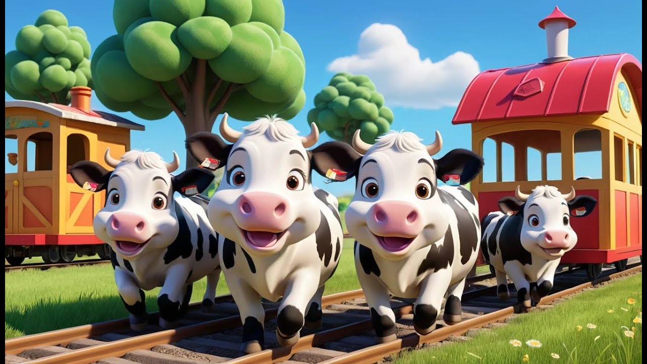 Five Little Cows on the Train Rhyme Song | Popular Nursery Rhyme ...