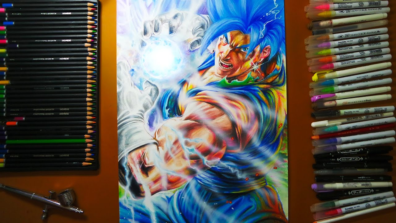 Realistic Drawing VEGITO Super Saiyan Blue Final Kamehameha - YouTube