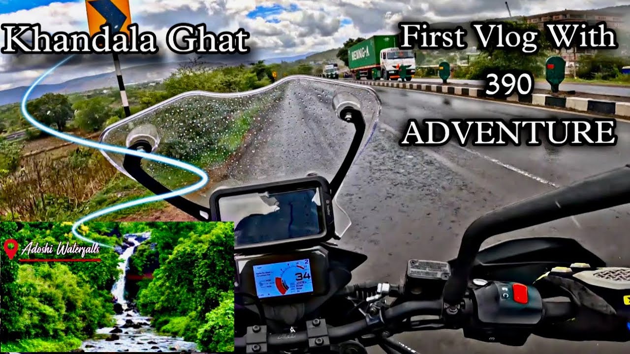 My First MotoVlog || Khandala Ghat To Adoshi Waterfall || 390 Adventure ...
