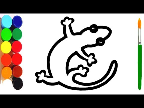 Lizard 🦎 Drawing, Painting and Coloring for kids and toddlers | Draw a ...