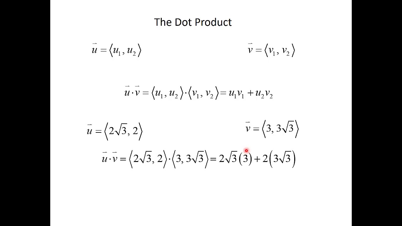 Vectors Dot Product - YouTube
